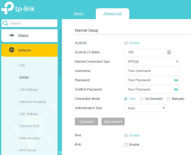 Configuring Your TP-Link Archer VR1600V - WAN – MyOwn Tel